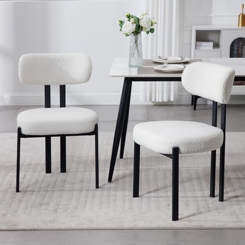 Wahson Set of 2 Dining Chairs in Faux Fur Kitchen Accent Chairs with ...
