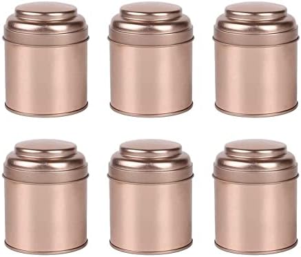 Hopbucan 6 Mini Tea Tins Canister with Airtight Double Lids, Gold ...