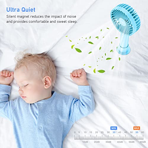 Blukar Mini Handheld Fan, Portable USB Rechargeable Fans w/ Desk Base&3 ...
