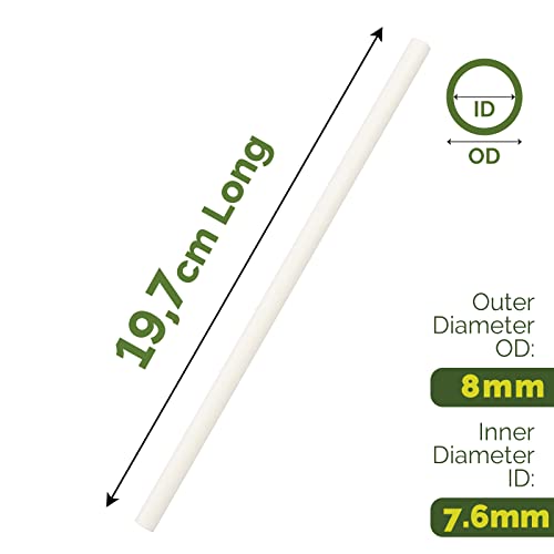 [8 mm wide] 19.7 cm smoothie paper straws, 200 counts, simple white ...