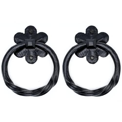 Amazon.com: 2 Pack 4.5 Inch Decorative Black Ring Pulls - Handmade Iron ...