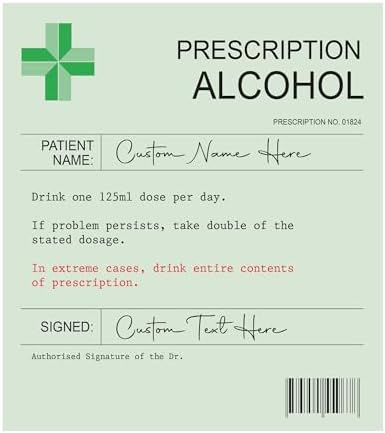 Personalised Prescription Wine Label Red White Rose Funny Alcohol Vinyl ...