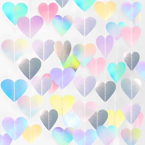 Amazon.com: Iridescent Disco-Holographic Party-Decorations Heart ...