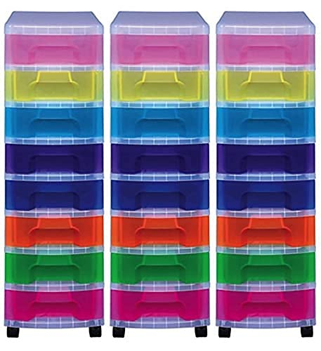 Buy Really Useful Box Tower Drawer 8 Drawers Clear Rainbow (1) (3 ...