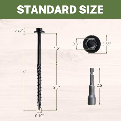 Snapklik.com : Structural Wood Screws 4 Inch, 100-PCS #14 X 4 Heavy ...