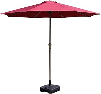 Amazon.com : Garden Parasol Umbrella with Base, 270cm Red Table Easy ...
