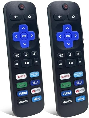 [2-Pack] Replacement Remote for All Roku TV with TCL TV/Hisense TV/Onn/Sharp/Element/Philips ...