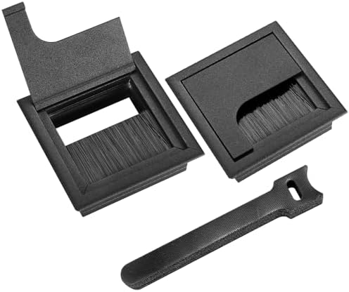 2 Pcs Desk Table Grommets, Aluminum Alloy Rectangle Cord Cable Wire ...