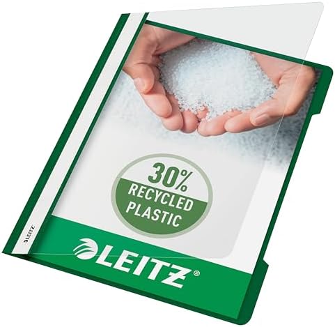 Leitz A4 Standard Plastic File, Pack of 25, 250 Sheet Capacity, Green ...