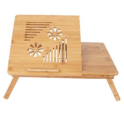 Songmics 100% Bamboo Portable Laptop Desk/Table Foldable Breakfast ...