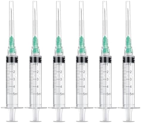 Amazon.com: 10 Pack 5ml/cc Disposable Luer Lock Lab Syringes with 21Ga ...