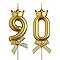 Amazon.com: AOOLADA 90th Birthday Candles, Gold 90 Year Old Number ...