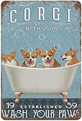 Amazon.com : DAIERCY Antique Durable Thick Metal Sign，Corgi Dog Poster ...