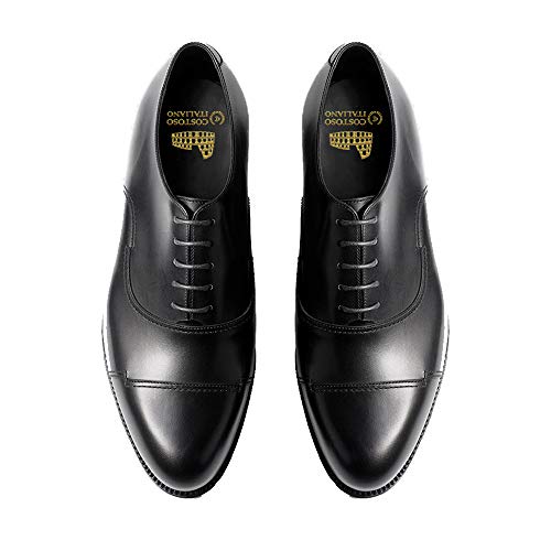 Buy Costoso Italiano Black Leather Formal Lace Up Brogue Toe Cap Oxford ...