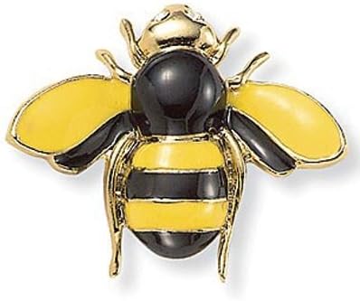 Amazon.com: PalmBeach Jewelry Enamel and Crystal Bee Pin in Yellow Gold ...