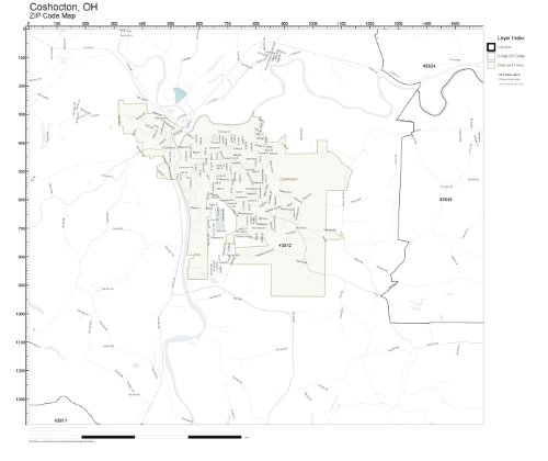 Amazon.com : ZIP Code Wall Map of Coshocton, OH ZIP Code Map Not ...