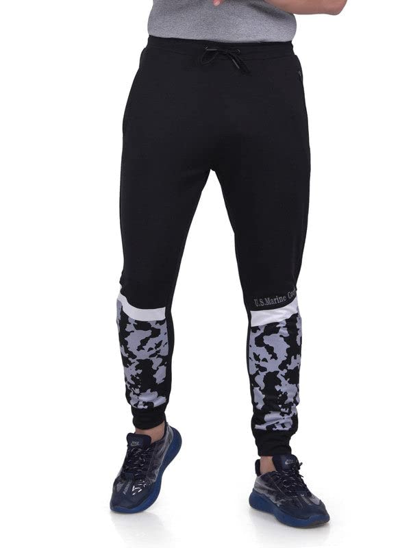 USMC Mens Lounge Bottom Printed Polyester Drawstring Regular Fit Casual ...