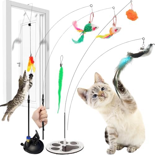 Amazon.com : Felicity Suction Cup Cat Toy, 2 in 1 Interactive Bird Toy ...