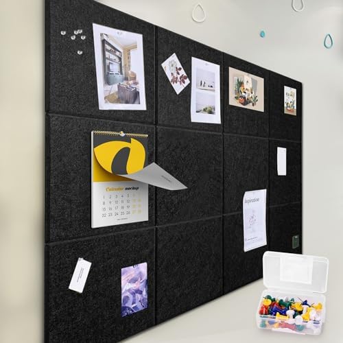 Amazon.com : Felt Wall Tiles Bulletin Board with Removable Adhesive, 47 ...
