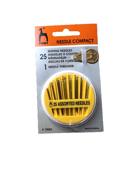 GINROO Needle Compact Sewing Needles with Threader(25pcs Assorted ...