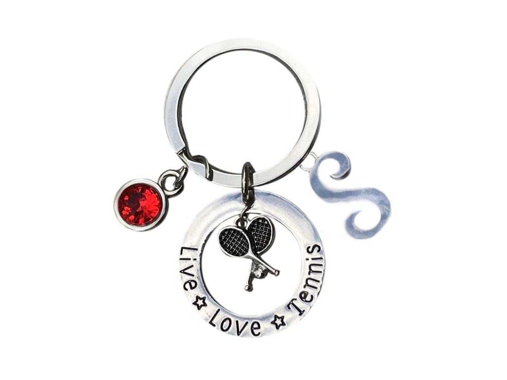 Amazon.com: Personalized Live Love Tennis Keychain with Letter ...