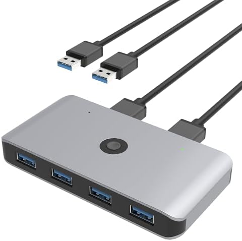 USB 3.0 Switcher Selector 2 Computers Sharing 4 USB Devices KVM Switch ...
