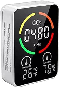 Amazon.com: 室內數位空氣品質監測儀,便攜式 CO2 顯示器,1200mAh 鋰電池供電,PM2.5,濕度,TVOC 值和溫度計,超級易於使用 : 工業與科學