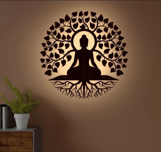 GloFlo | Backlit Divine Buddha Wooden LED Wall Art| Buddha Wall Decor ...
