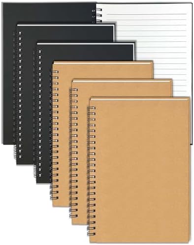 Set of 6 Spiral Notebook Pack, 5.7”x8.3” 120 Pages A5 Notebook Spiral ...