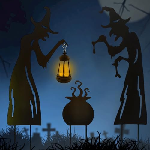 Amazon.com : Halloween Witch Silhouette Yard Stakes - 5 Piece Outdoor ...