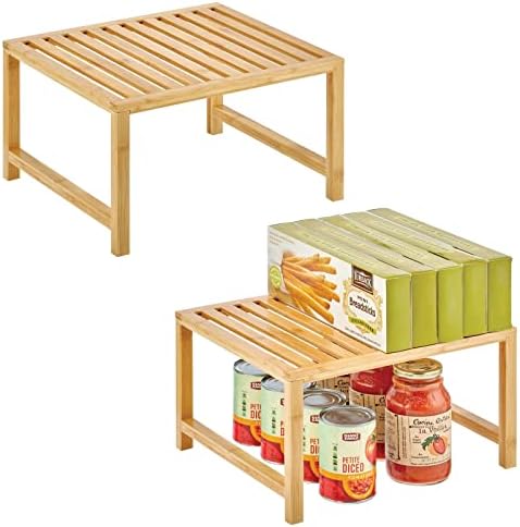 Amazon.com: mDesign Wooden Stackable Storage Shelf - Food and Kitchen ...