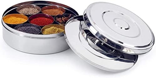 Amazon.com: Stainless Steel Masala Dabba Spice Box,Spice Containers ...