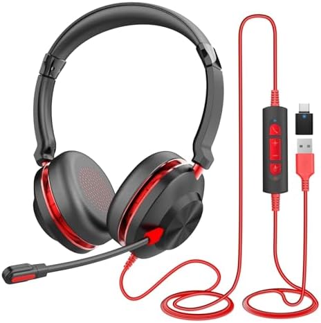 Amazon.com: Headset with Mic, USB Headset with Microphone for PC, On ...
