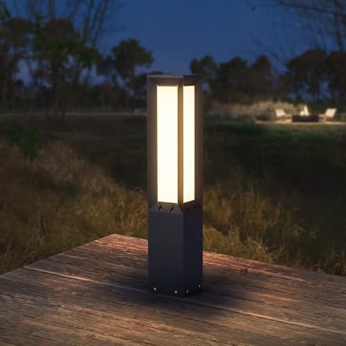 Linkmoon Solar Landscape Path Light, 32 Inches Modern Outdoor Bollard ...
