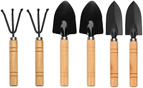 6 PCS Mini Garden Tools Set Wooden Handle Flower Gardening Kit with ...