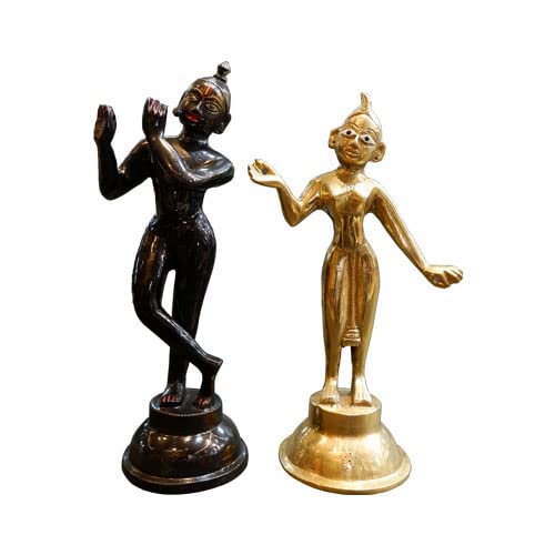 Buy Brass Black Coloured Krishna Gold Radha Rani Idol Online at Low ...