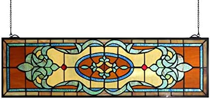 Amazon.com: Yogoart Extra Large Horizontal Transom Window Stained Glass ...