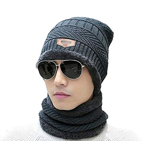 Winter Knit Beanie Cap Hat Neck Warmer Set Skull Cap for Men Women ...