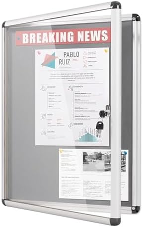 MAKELLO Lockable Notice Board 670x500mm, Display Pin Board for Office ...