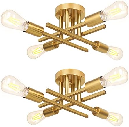 Tickjoy 2 Pack Modern 4 Light Semi Flush Mount Ceiling Light Fixture ...