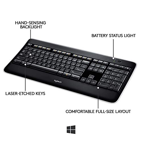 Logitech K800 Wireless Illuminated Keyboard — Backlit Keyboard, Fast ...