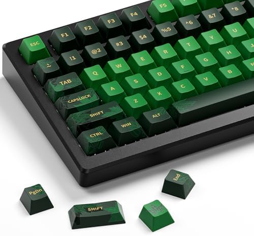 Amazon.com: Black Green Keycaps Set 132 Keys Cherry Profile Doubleshot ...