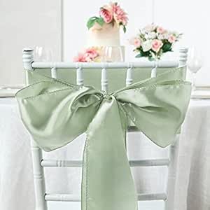 Amazon.com: BalsaCircle 50 Sage Green Satin Chair Sashes Bows Ties for Wedding Decorations Party ...