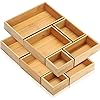 Amazon.com: 10 Pieces Bamboo Drawer Organizer Set, Multipurpose Storage ...