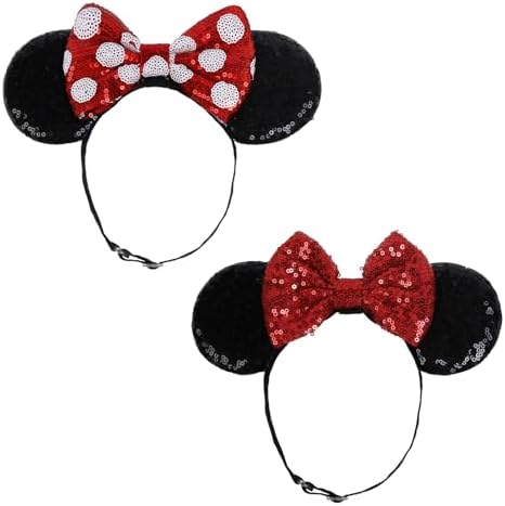 Amazon.com : WOVOWOVO 2PCS Mouse Ears Headbands for Women Shiny Sequin ...