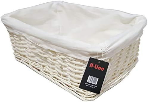 Arpan Small White Wicker Gift Hamper Storage Basket With White Cloth ...