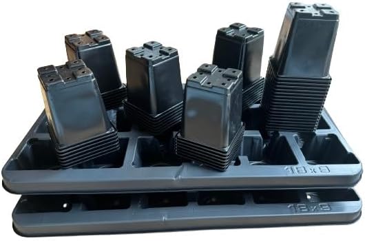 36 Plant Pots Capacity: 0.5 Litres / 9cm x 9cm x 10cm / Square/with 2 ...