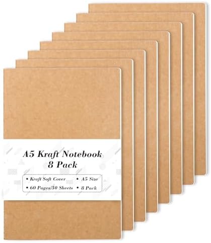 10 Pack A5 Notepad, Lined Hardback Journal Notepad kuou Note Book Notes ...