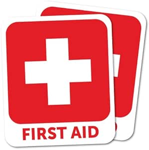 Red First Aid Sticker x2 Decal Safety Sign Car Vinyl : Amazon.ca ...