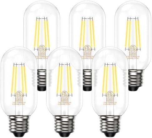 liveMAX LED Tubular Bulb 4W Daylight 4000K E26 Clear Edison Bulb,40W ...